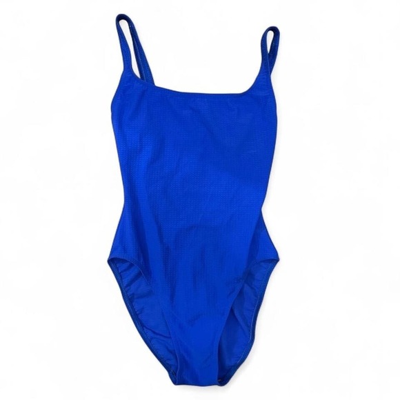 Swim | Blue Vintage One Piece Swim Suit High Cut Legs With Low Back ...